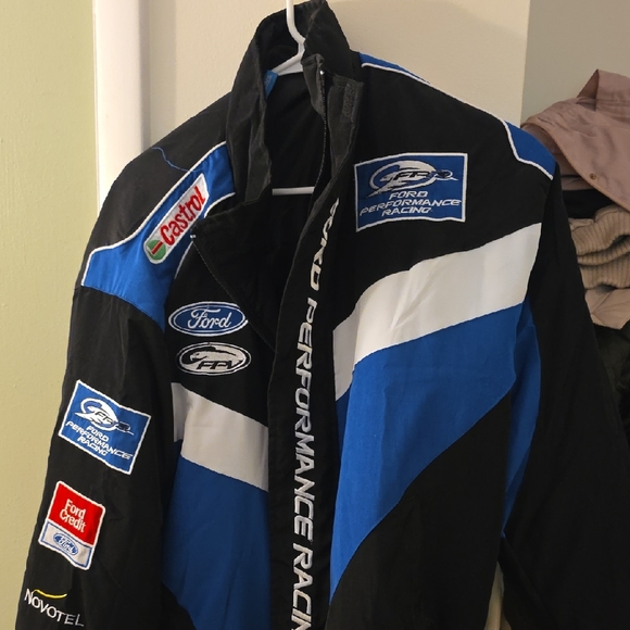 Ford | Jackets & Coats | Ford Racing Mens Black And Blue Varsity Jacket ...